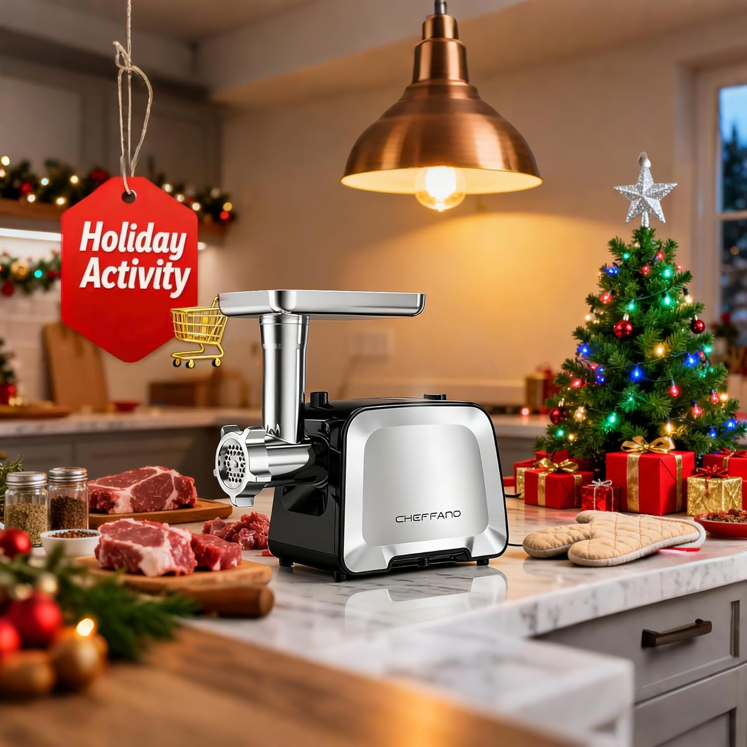 Electric Meat Grinder, Stainless Steel Sausage Stuffer Maker With 2 ...