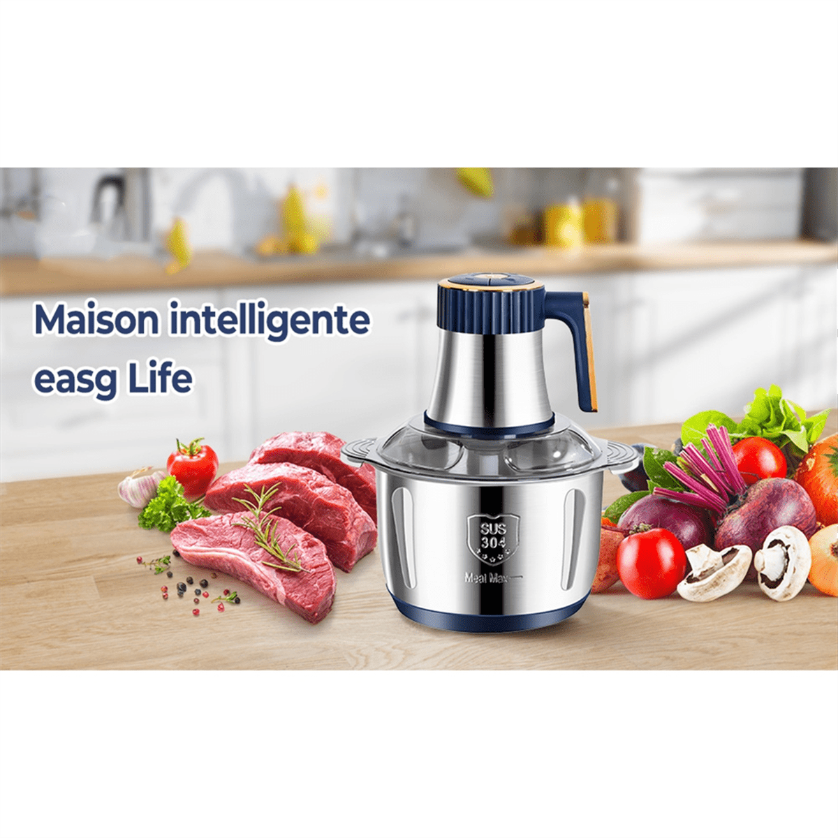 Electric Meat Grinder Vegetable Fruit Food Processor Chopper US Plug ...