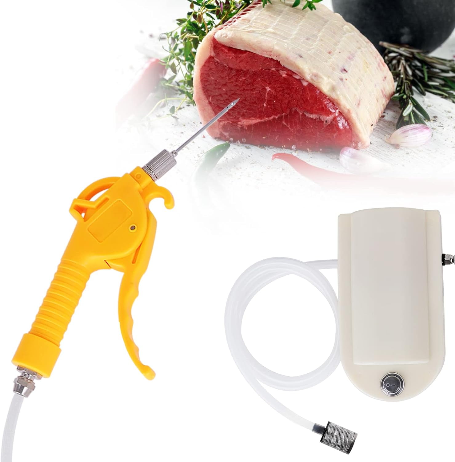 Electric Meat Injector Gun Pump with Hose, 50W Automatic Marinade ...