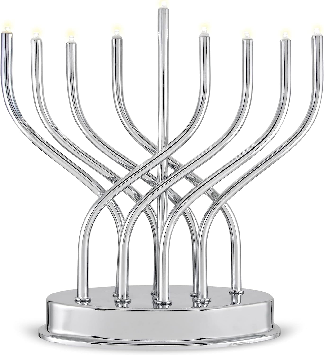 Aviv Judaica LED Electric Menorah, Battery Operated, Highly Chrome ...