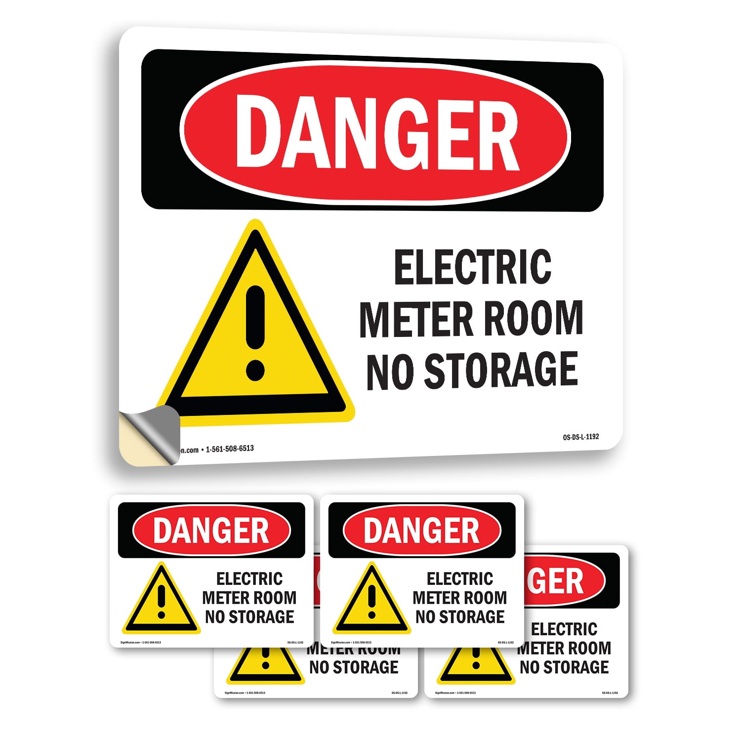 Electric Meter Room No Storage OSHA Danger Vinyl Decal Label 24 Inch x ...