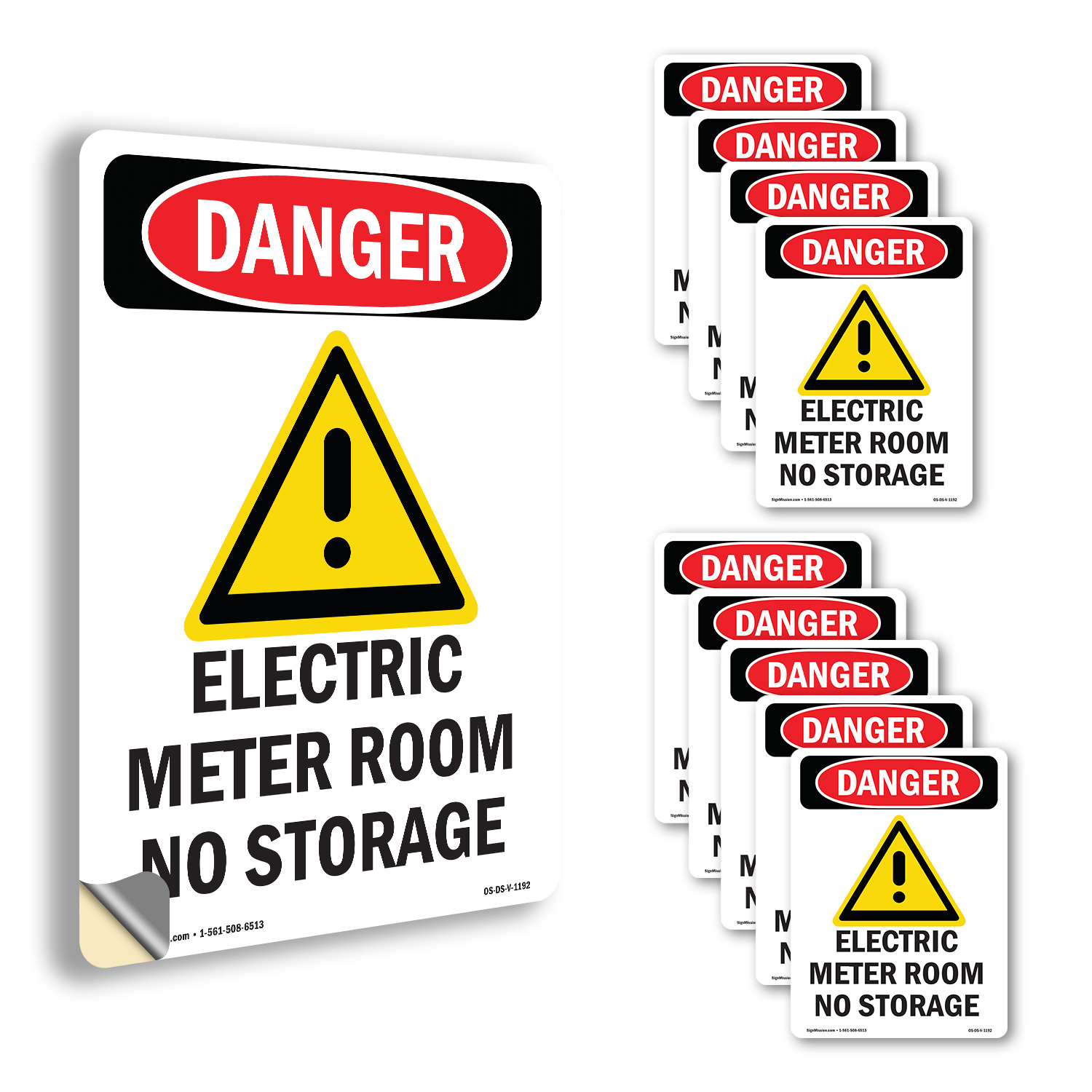 Electric Meter Room OSHA Danger Vinyl Decal Label 14 Inch x 10 Inch ...