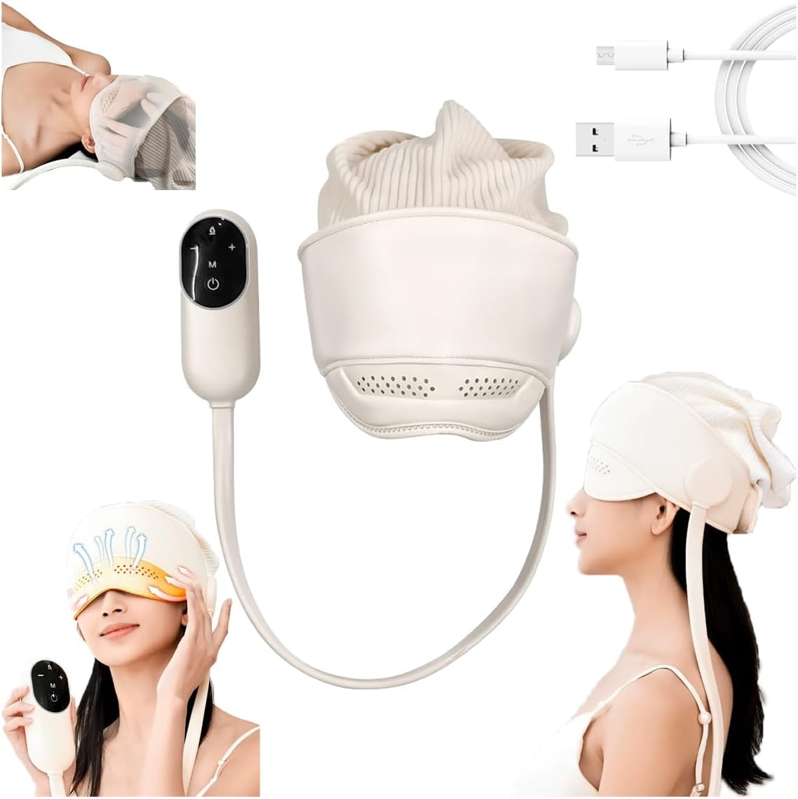 Electric Migraine Relief Cap Massager, Eye & Head Massager with 6 ...