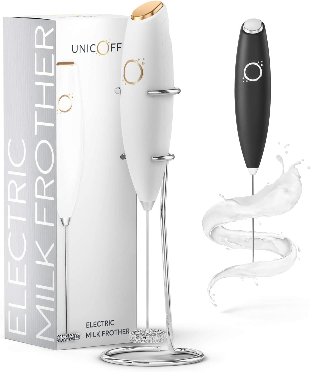 Electric Milk Frother 19000 RPM with Stainless Steel Stand, Handheld ...