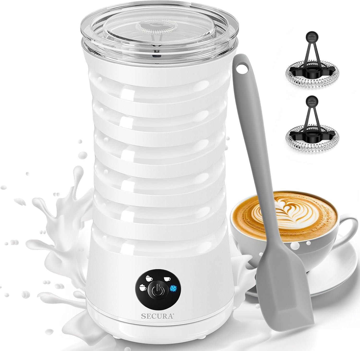 Electric Milk Frother, Automatic Steamer, 4-IN-1 Hot & Cold Foam Maker ...