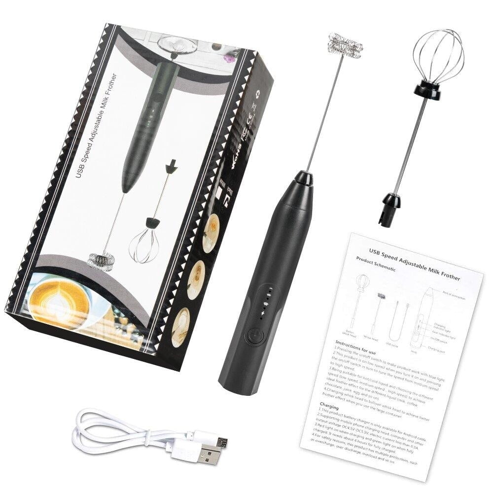 Electric Milk Frother Handheld Milk Foamer with USB Rechargeable Coffee ...