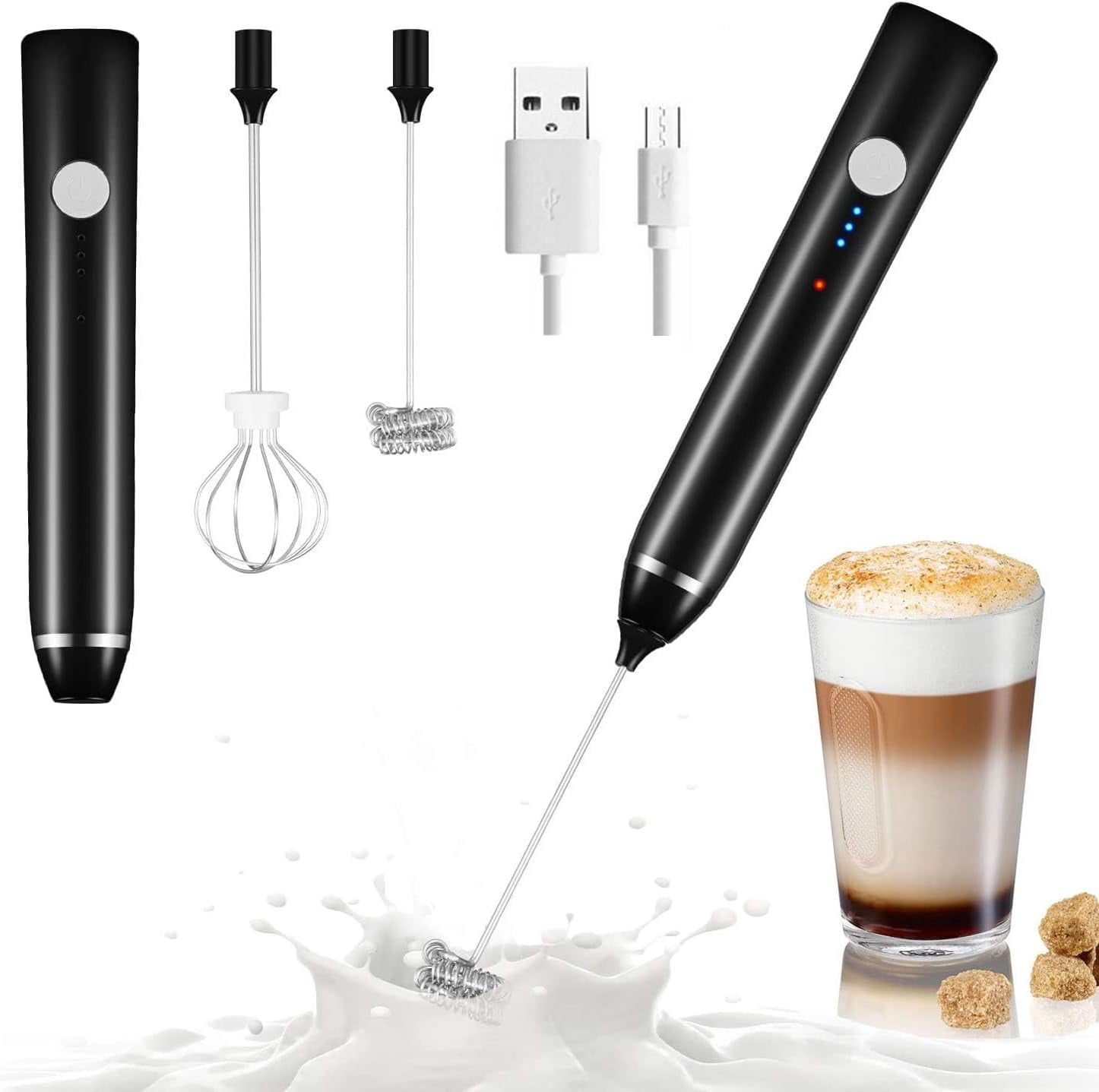 Electric Milk Frother Handheld Milk Foamer with USB Rechargeable,3 ...