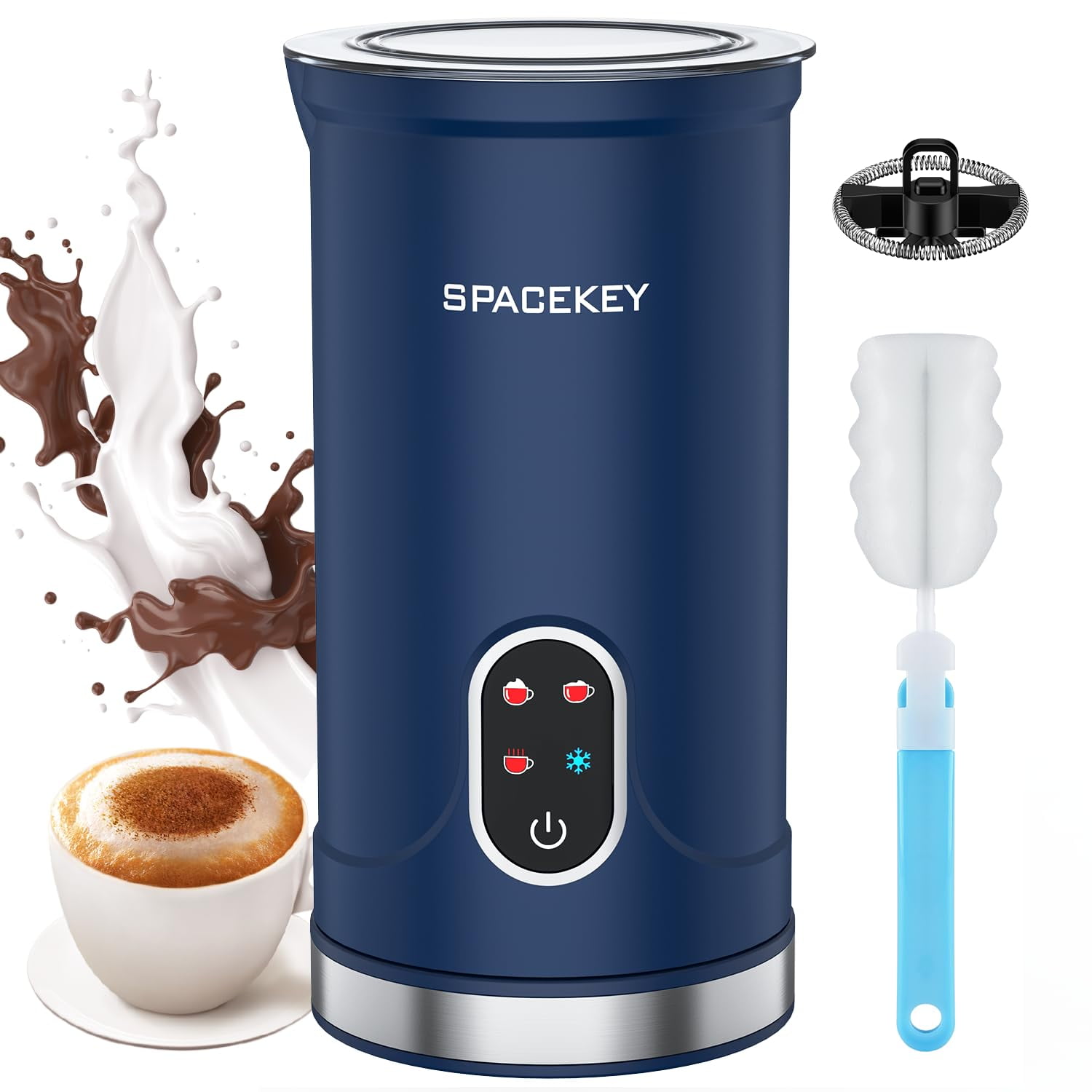 Electric Milk Frother and Steamer 4-in-1, Auto Shut Off Hot Cold Foam ...