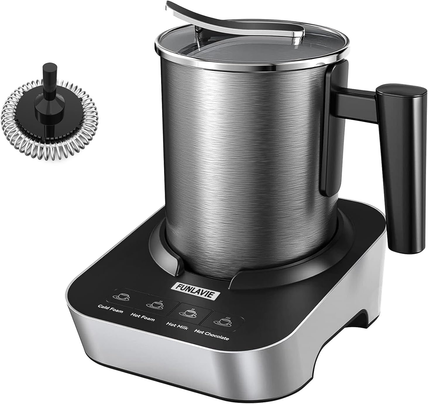 Electric Milk Frother and Steamer, 400ml(13.5oz) 4-in-1 Stainless Steel ...