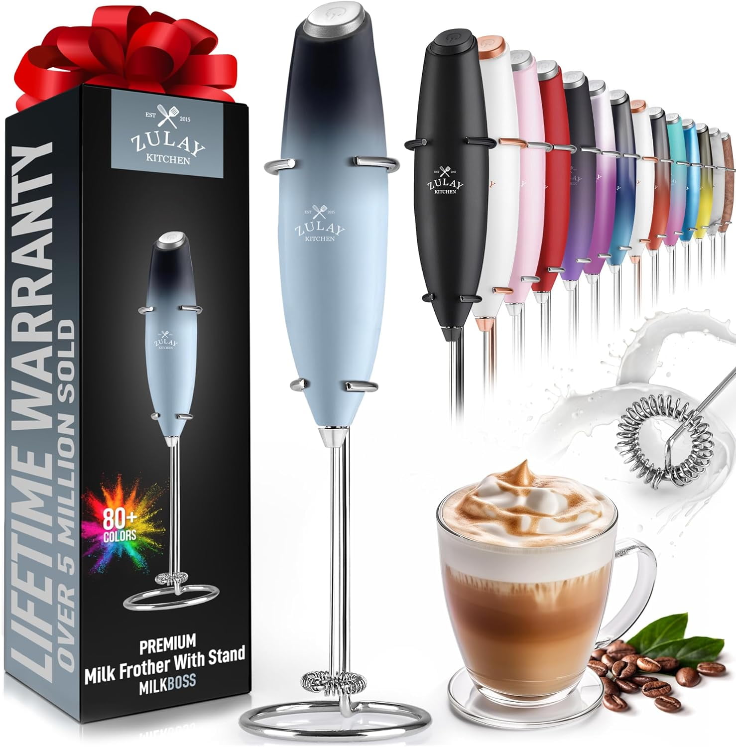 Electric Milk Frother - Ultra Fast Handheld Mixer with Batteries for ...