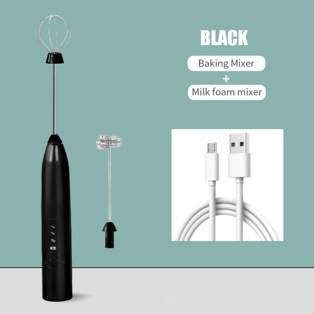 Electric Milk frother with Double Whisks, USB Rechargeable Electric Foam Maker, 2 in 1 Hand-held ...