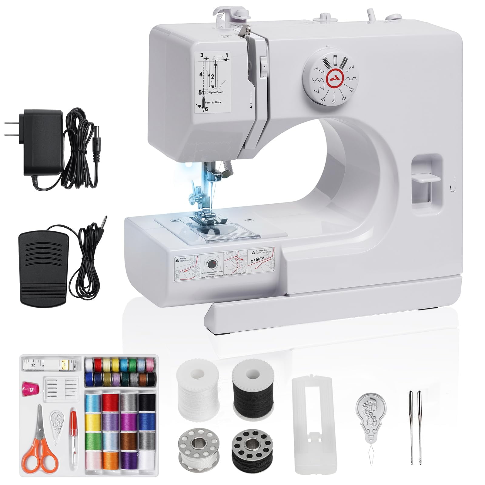 Electric Mini Beginner Sewing Machines, Built in Light,12 Stitches ...