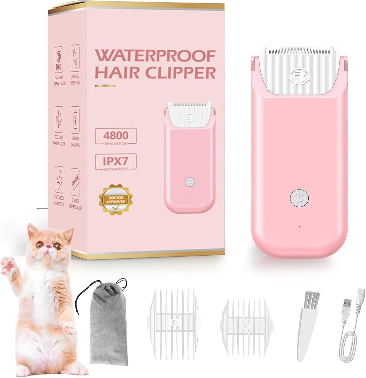 Electric Mini Cat Grooming Kit, Rechargeable Type C Pet Cat Clipper for ...