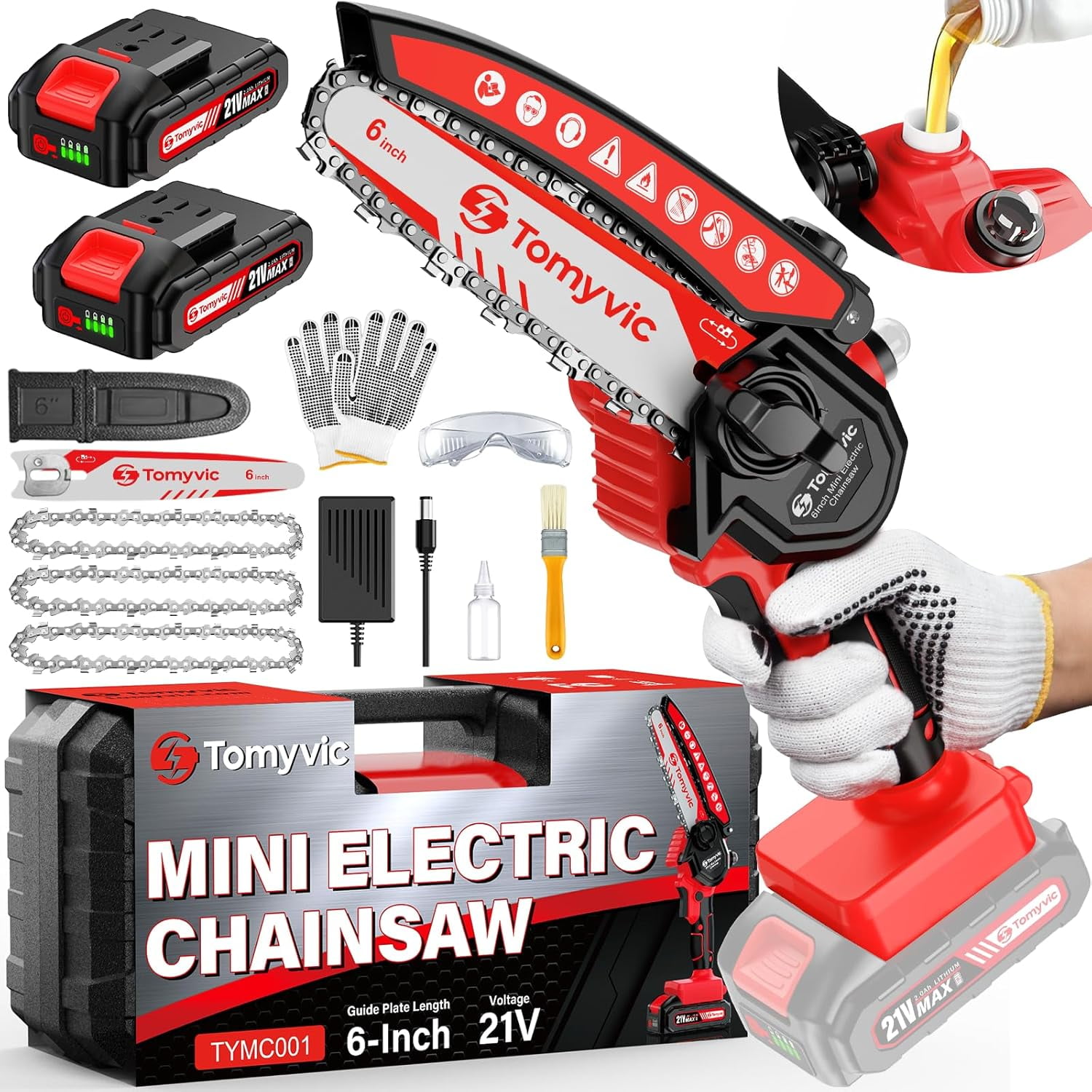 Electric Mini Chainsaw Battery Powered - 6 Inch Cordless Handheld Power ...