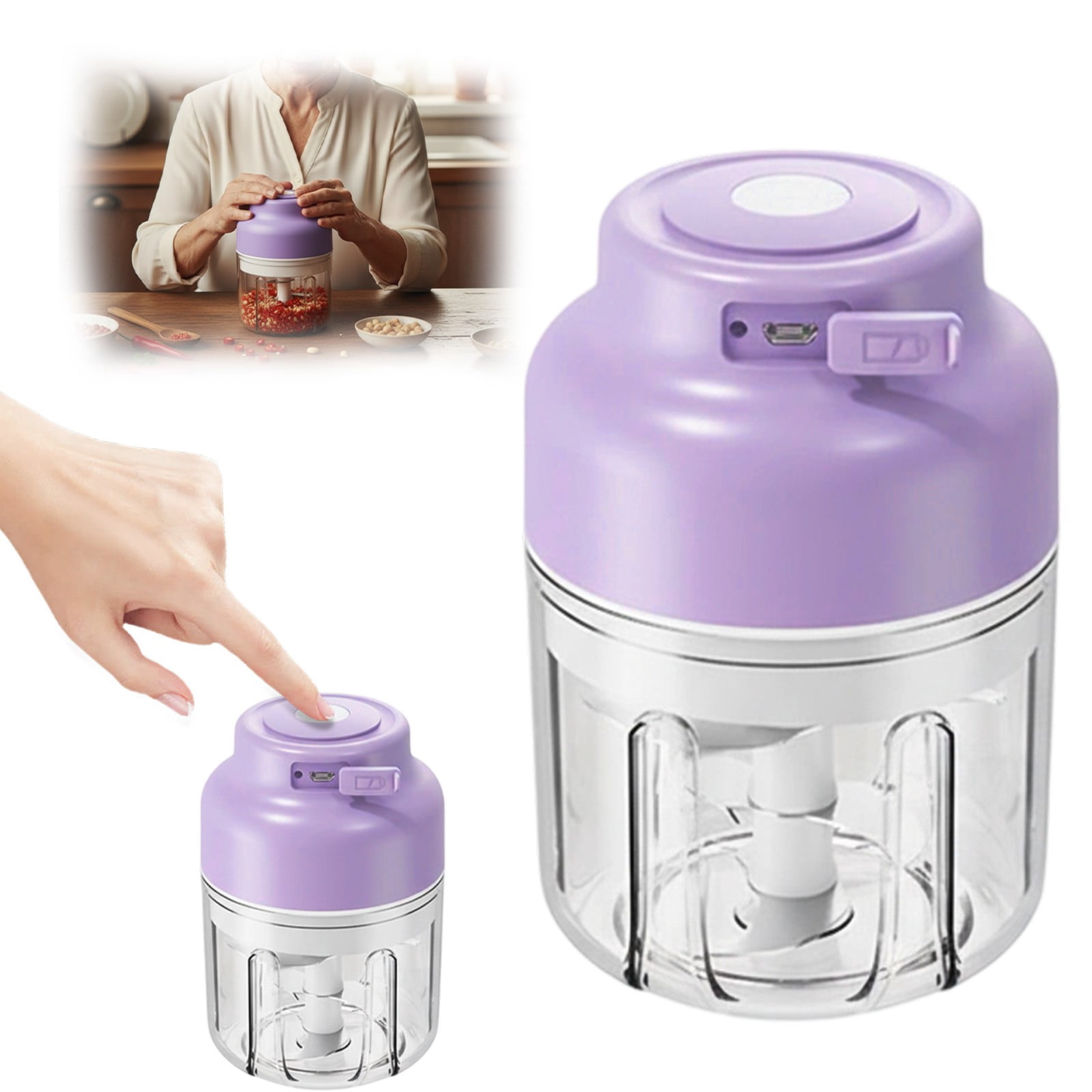 Electric Mini Food Chopper,2026 New Mini Portable Veggie Chopper USB Charging Wireless Food ...