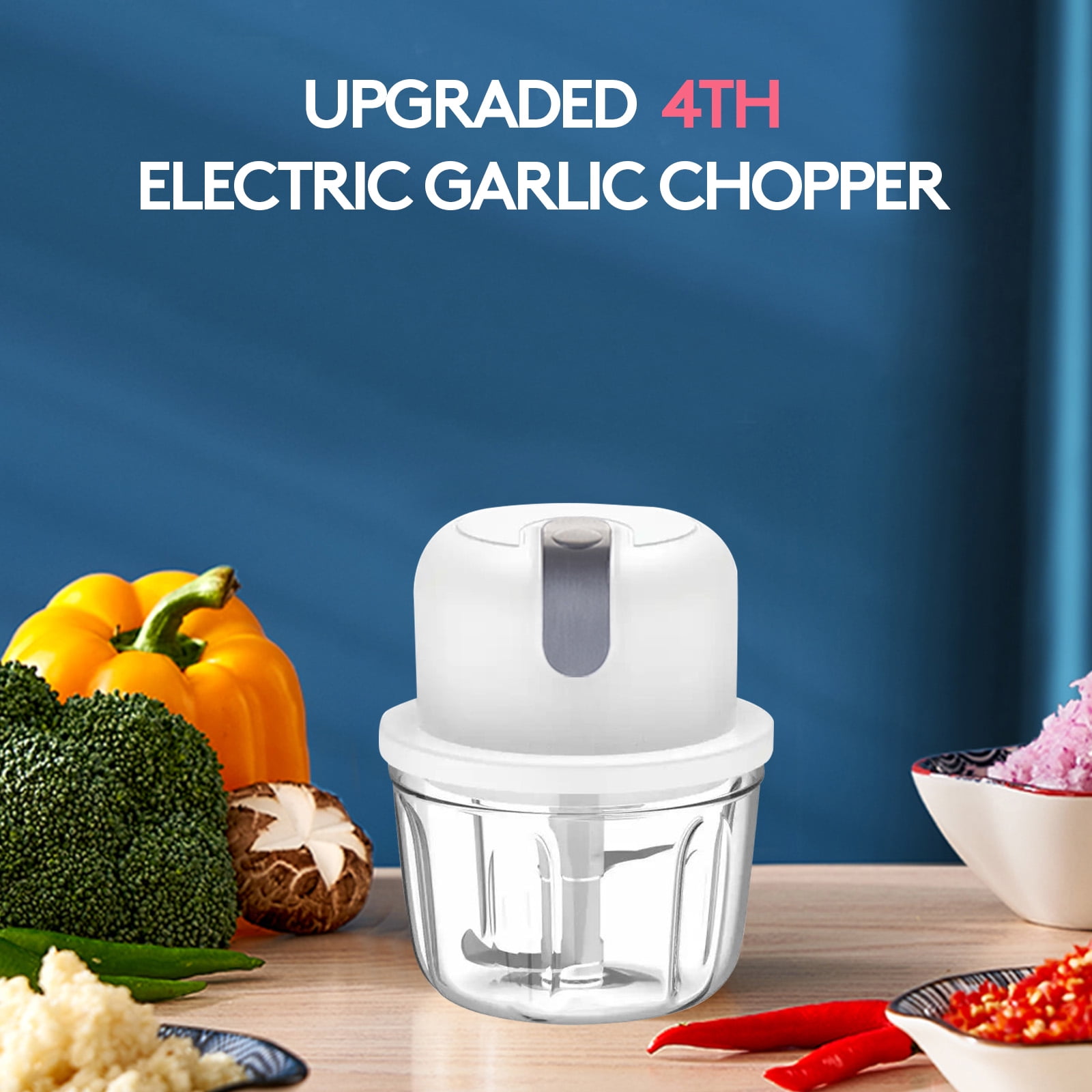 Electric Mini Garlic Chopper, 100ML Food Chopper Garlic Mincer USB ...