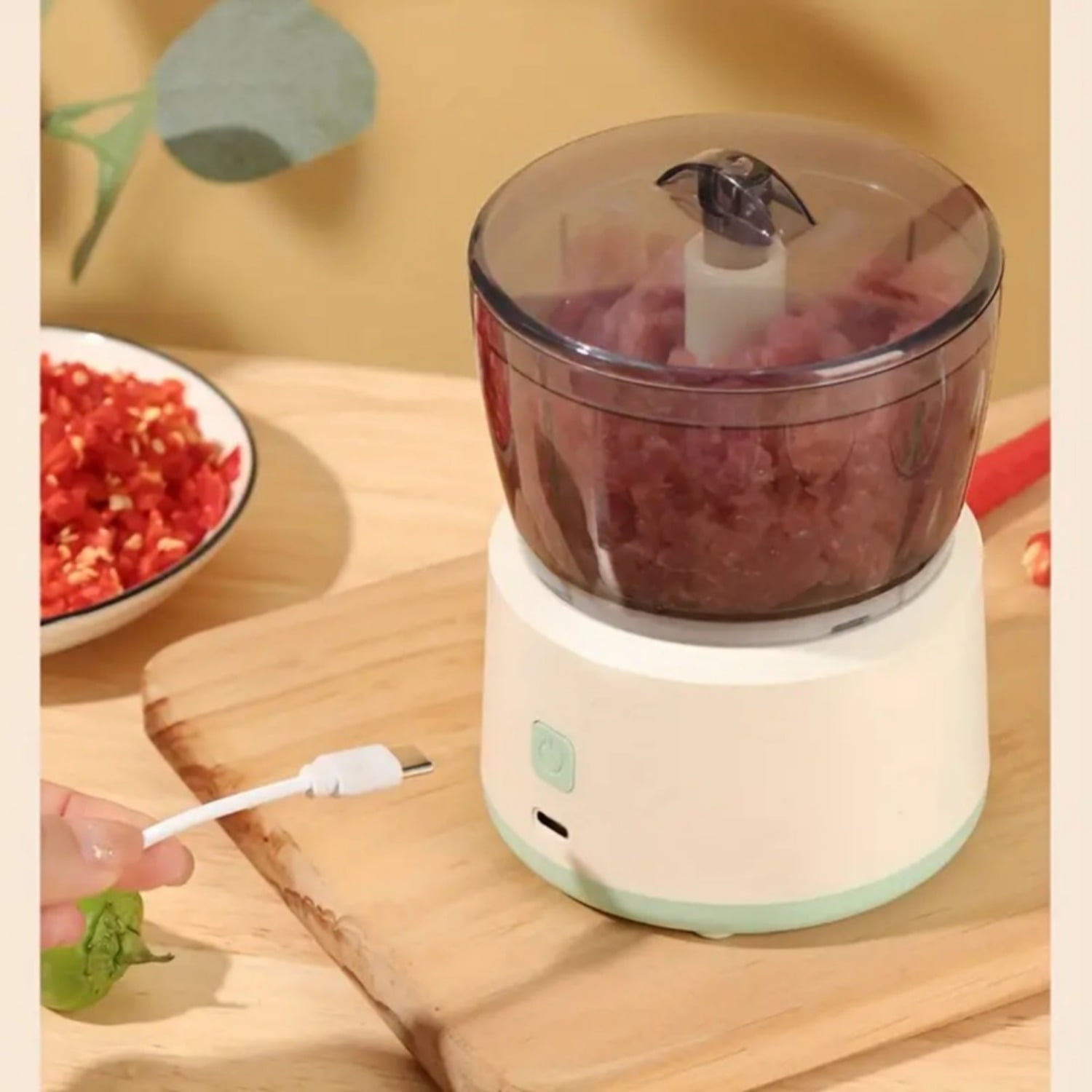 Electric Mini Garlic Chopper,Food Processor,Portable Cordless Garlic Mincer Masher,Meat Grinder ...