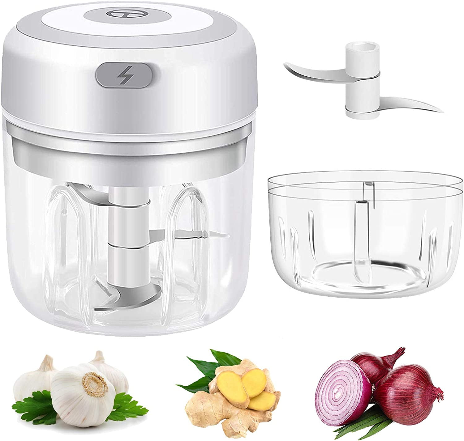 Electric Mini Garlic Chopper Portable Garlic Press Food Processor 2 PCS ...