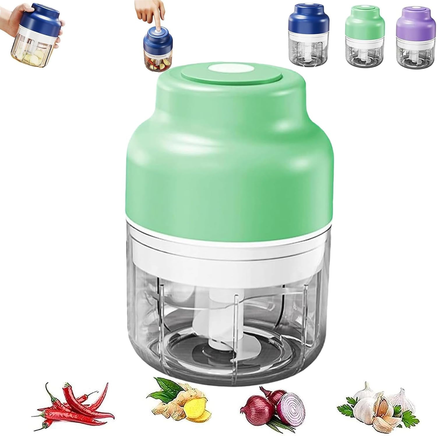 Electric Mini Garlic Chopper Set, 250/320ml Multi-functional Portable ...