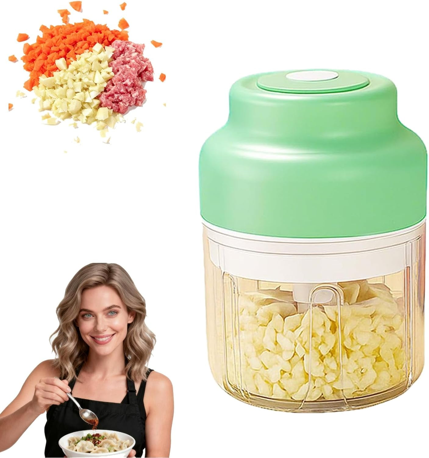 Electric Mini Garlic Chopper Set, Mini Portable Veggie Chopper ...