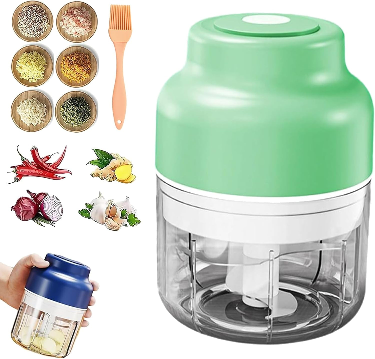 Electric Mini Garlic Chopper Set, Multi-functional Portable Vegetable ...