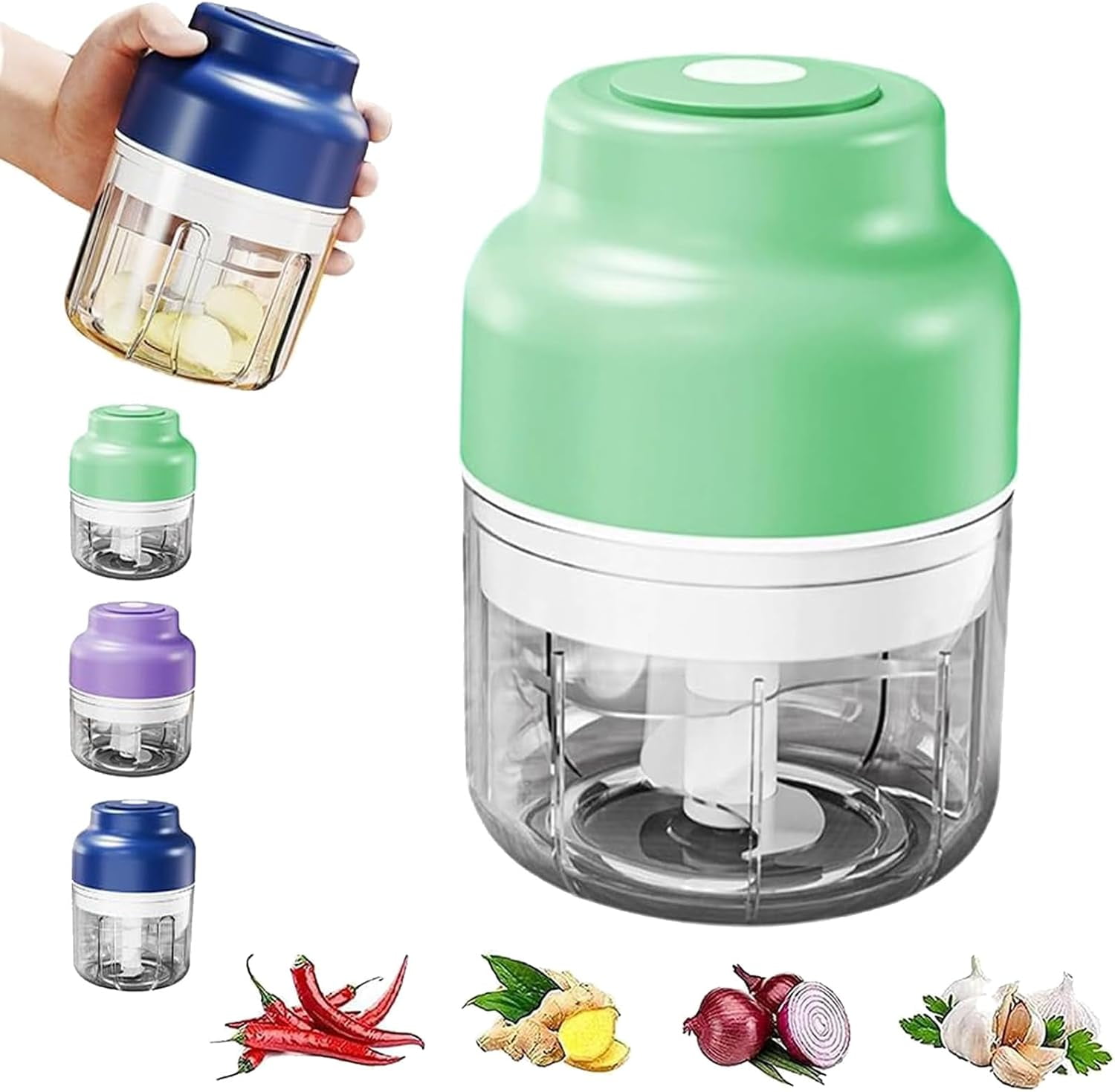 Electric Mini Garlic Chopper Set, Multi-functional Portable Vegetable ...