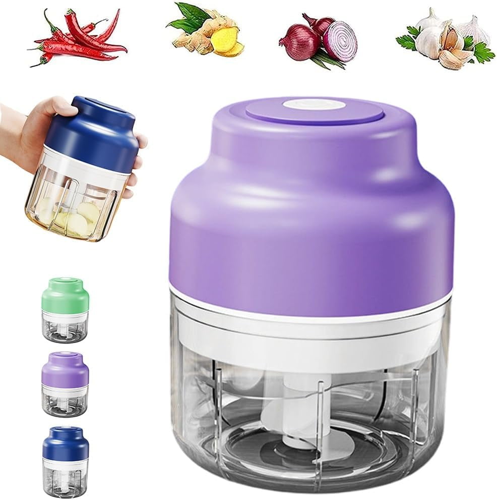 Electric Mini Garlic Chopper Set, Multi-functional Portable Vegetable Cutter Set, Wireless ...