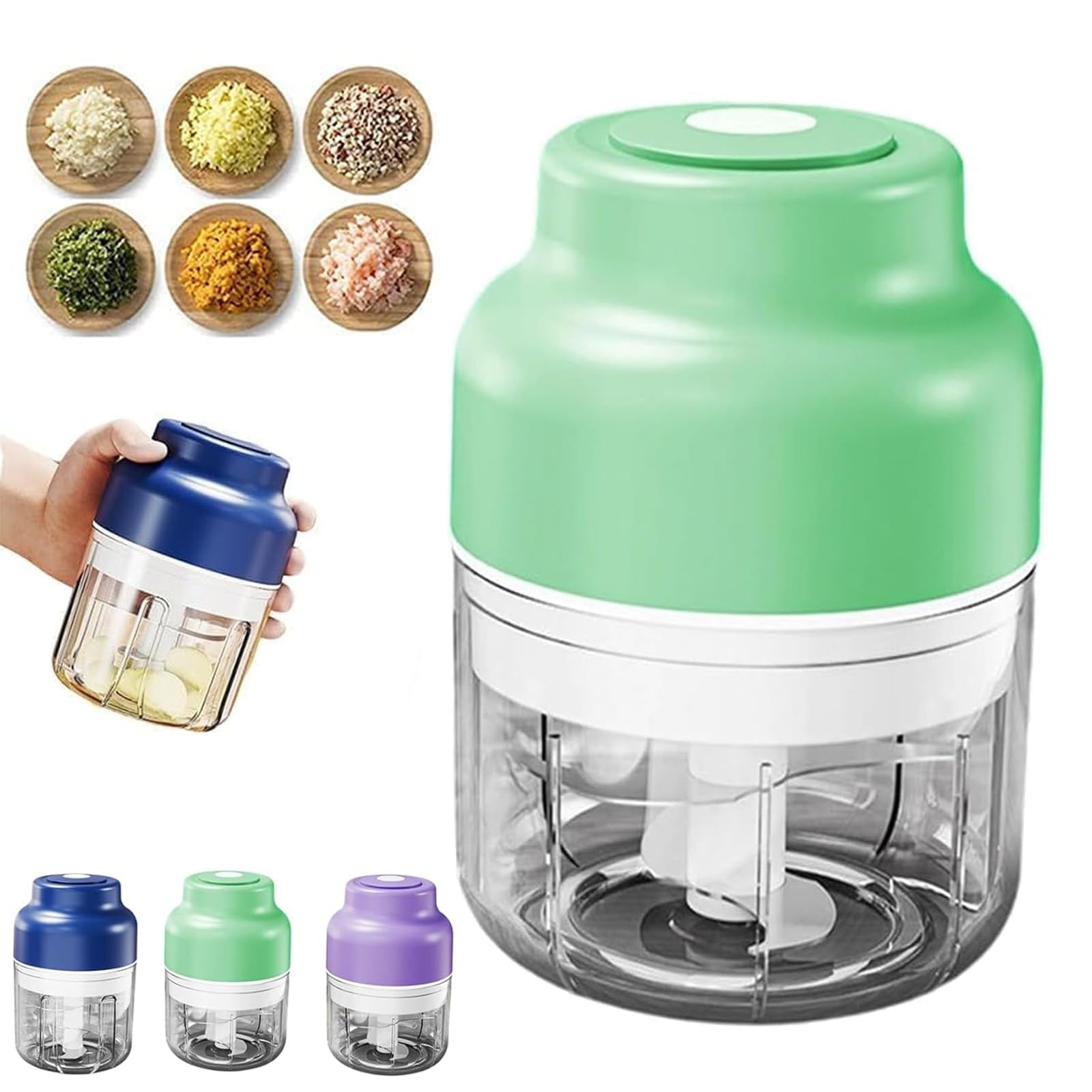 Electric Mini Garlic Chopper Set, Multi-functional Portable Vegetable ...