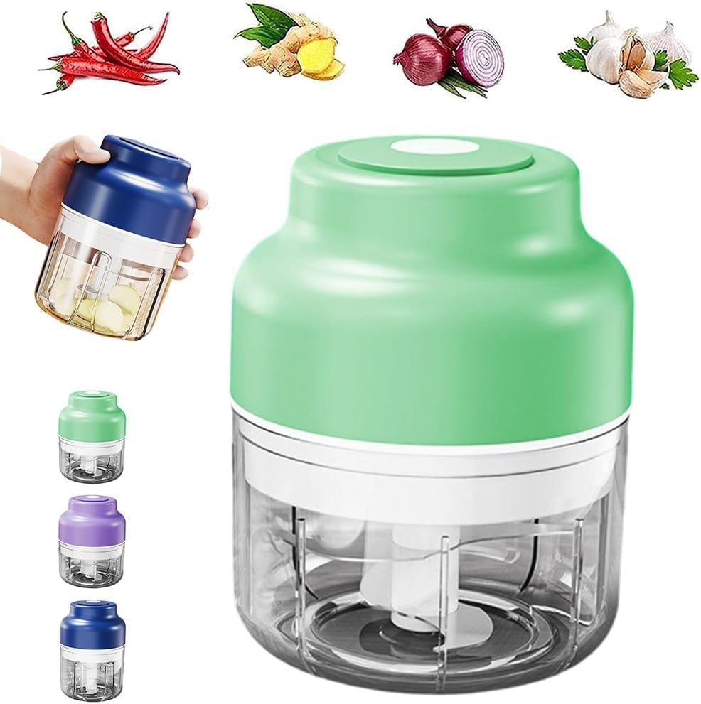 Electric Mini Garlic Chopper Set, Multi-functional Portable Vegetable ...