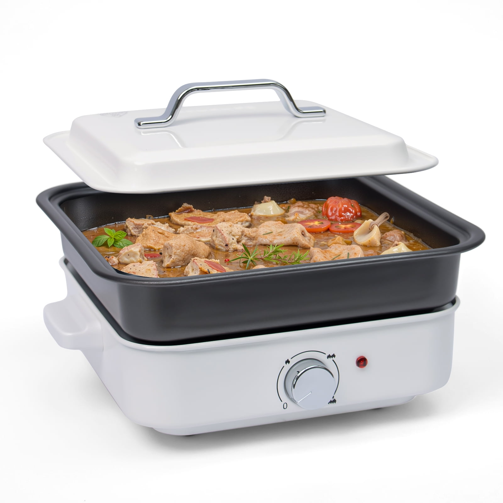 Electric Mini Hot Pot, 4L Portable Ramen Cooker With Grill Pan ...
