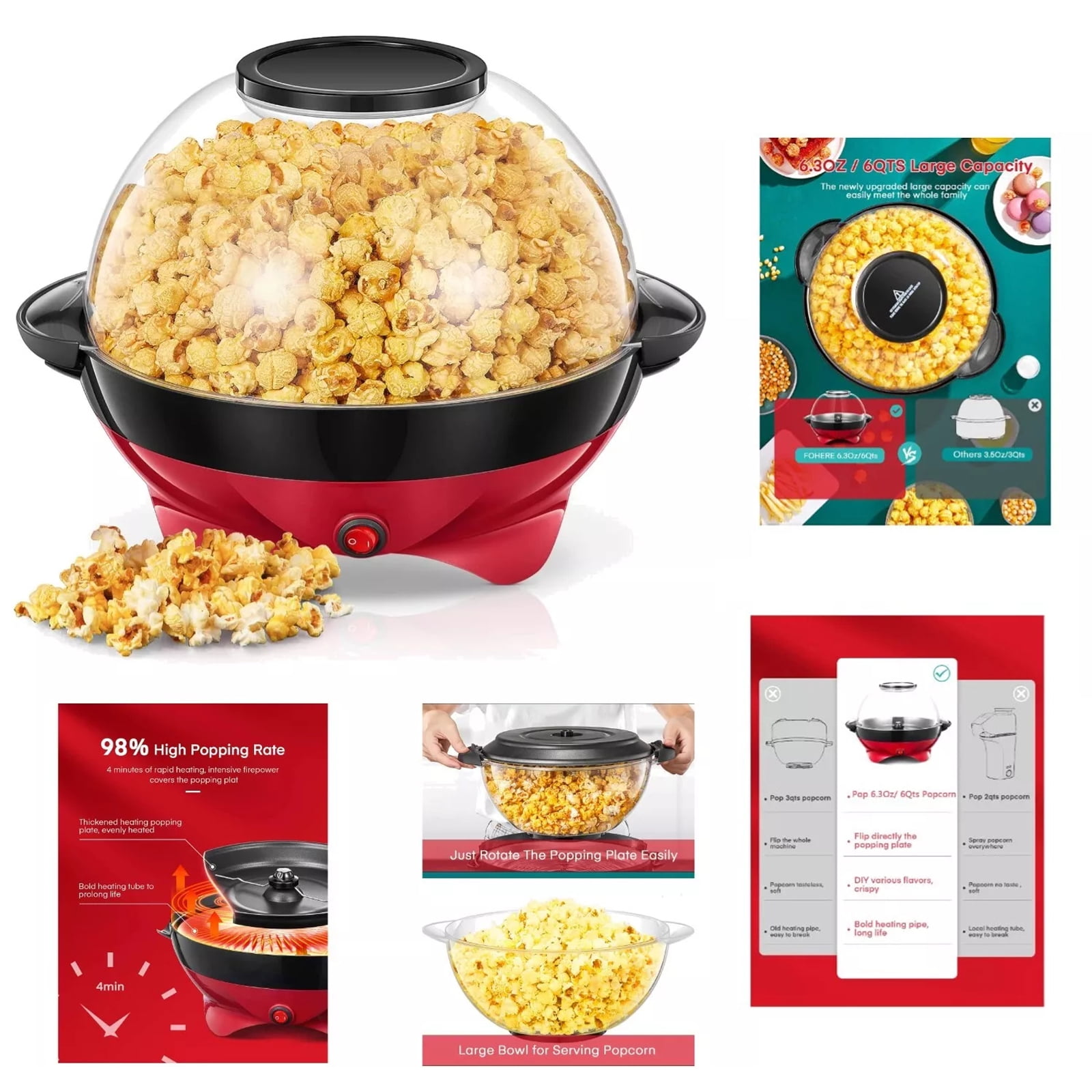 Electric Mini Popcorn Maker Child-Friendly Easy to Use Can add oil and ...