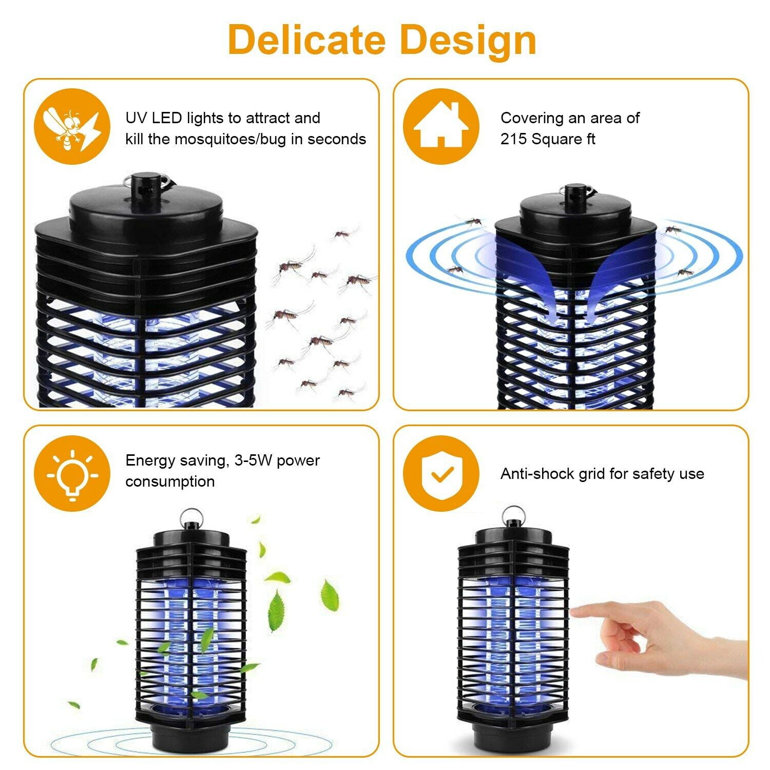 Electric Mosquito Insect Killer Zapper LED Light Fly Bug Trap Pest ...