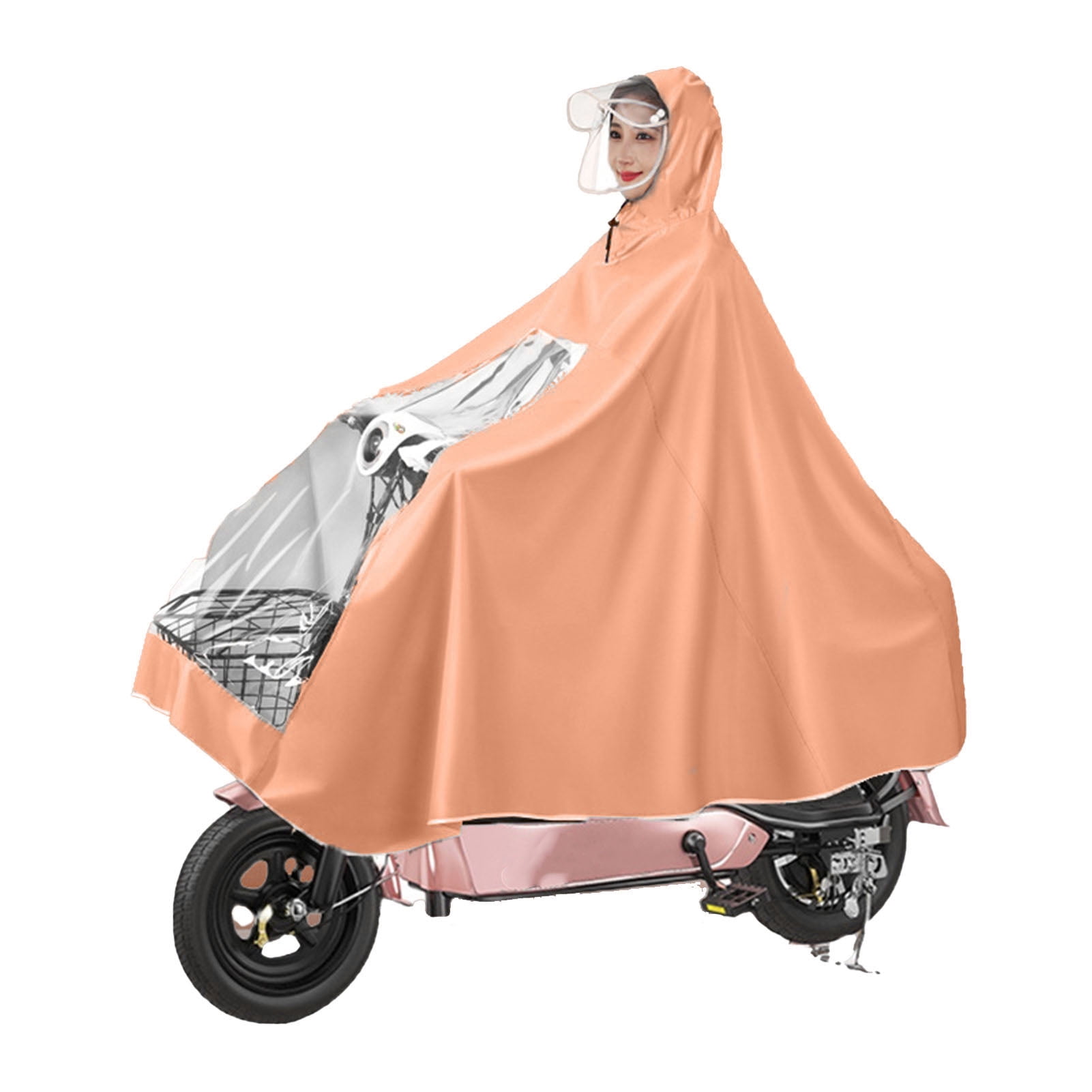 Electric Motorcycle Rain Cape Extended Full Body with Helmet Rainstorm ...