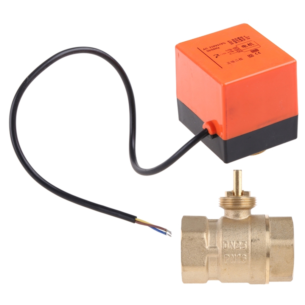 Electric Motorized Brass Ball for DN25 AC 220V 2 Way 3-Wire with Actuator - Walmart.com