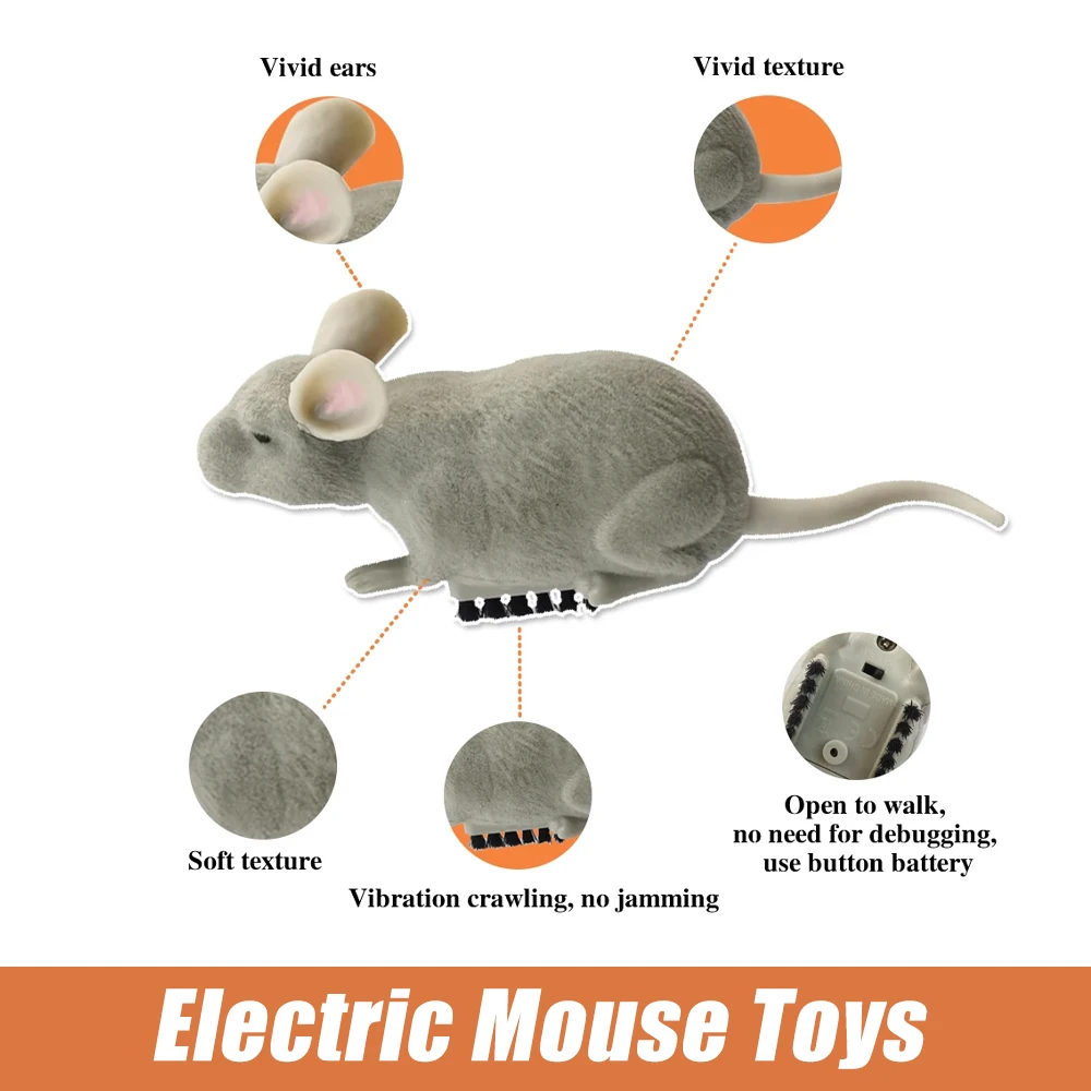 Electric Mouse Toys Cat Play Automatic Escape Robot Vibration Crawling ...