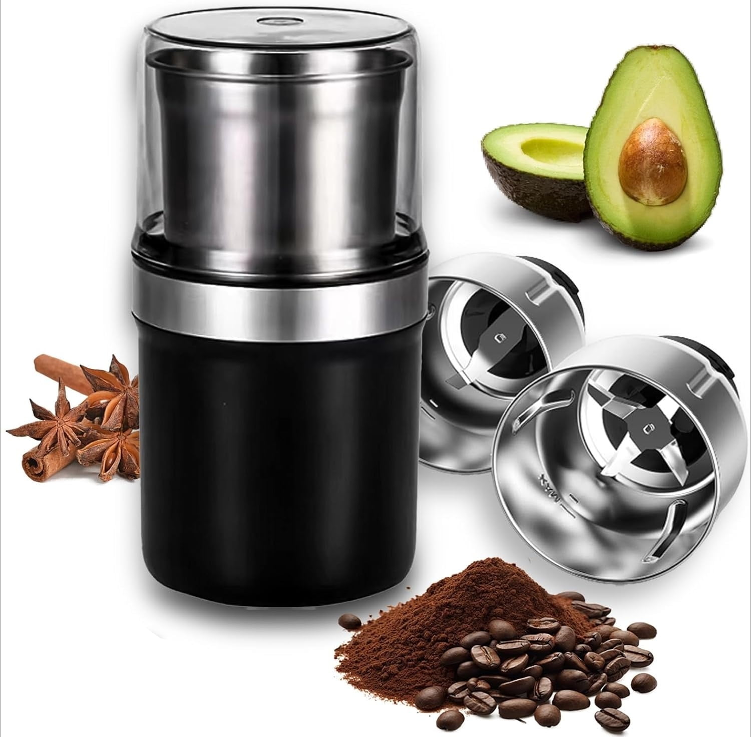 Electric Multi-Use Cup Grinder – Large Capacity Stainless Steel, Double ...
