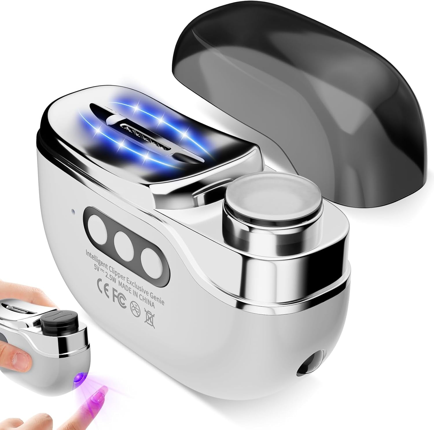 Electric Nail Clipper, 3 in 1 Electric Nail Trimmer with Gel Nail Light ...