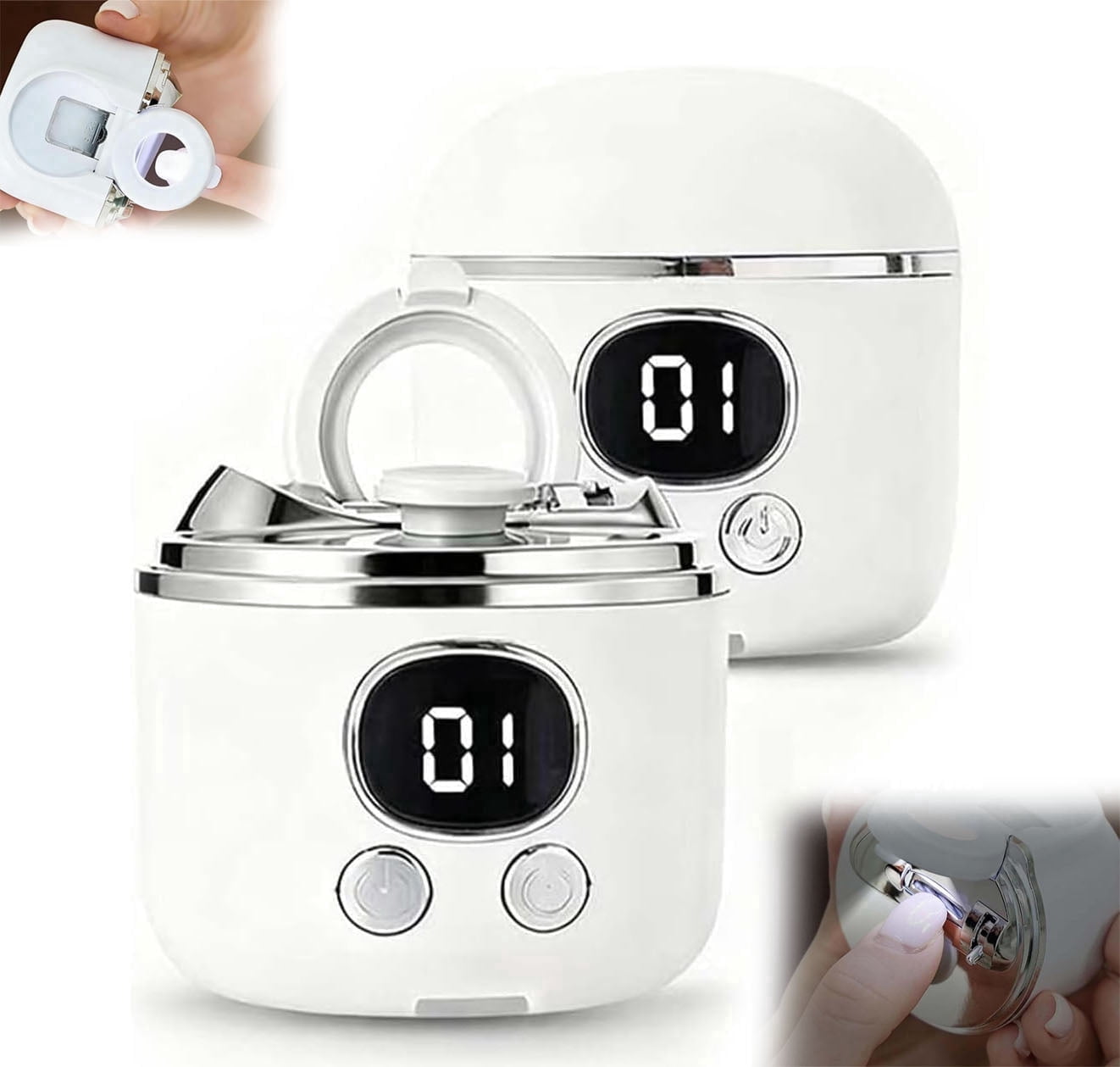 Electric Nail Clippers for Seniors with Magnifier, LED Light & Case ...