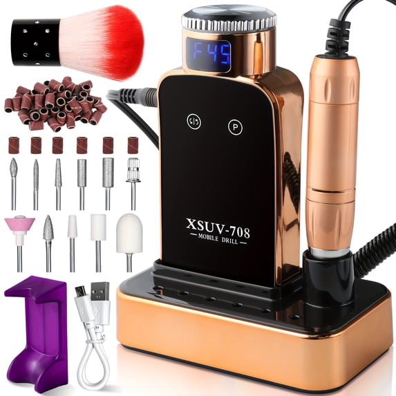 Electric Nail Drill Machine, 45000RPM Professional Nail File Cordless ...