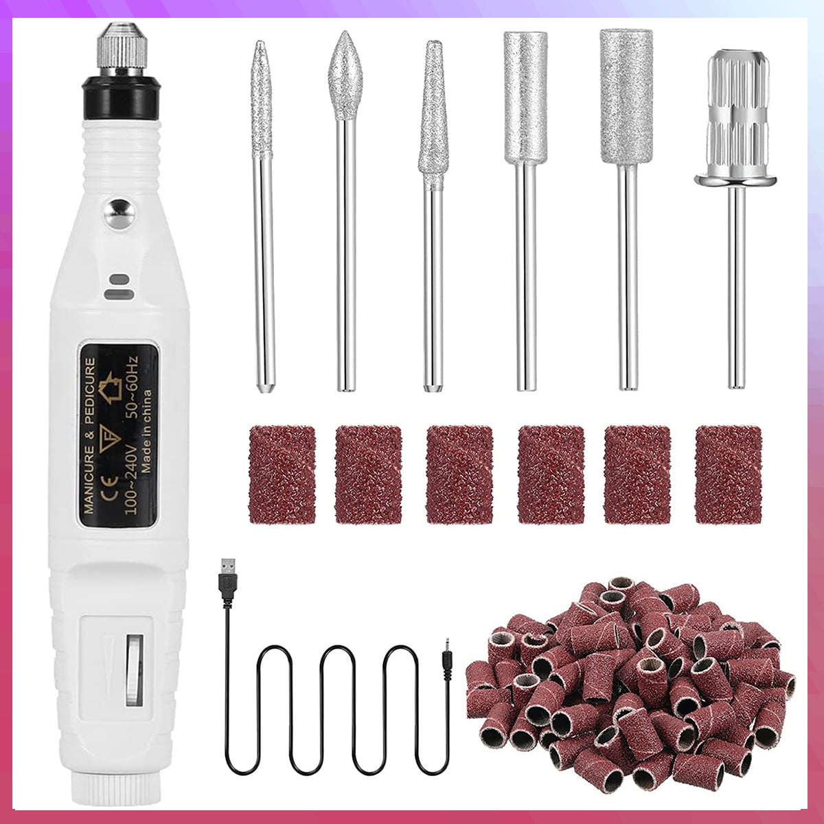 Electric Nail Drill Manicure & Pedicure Set, Mini Nail Kit for Buffing ...
