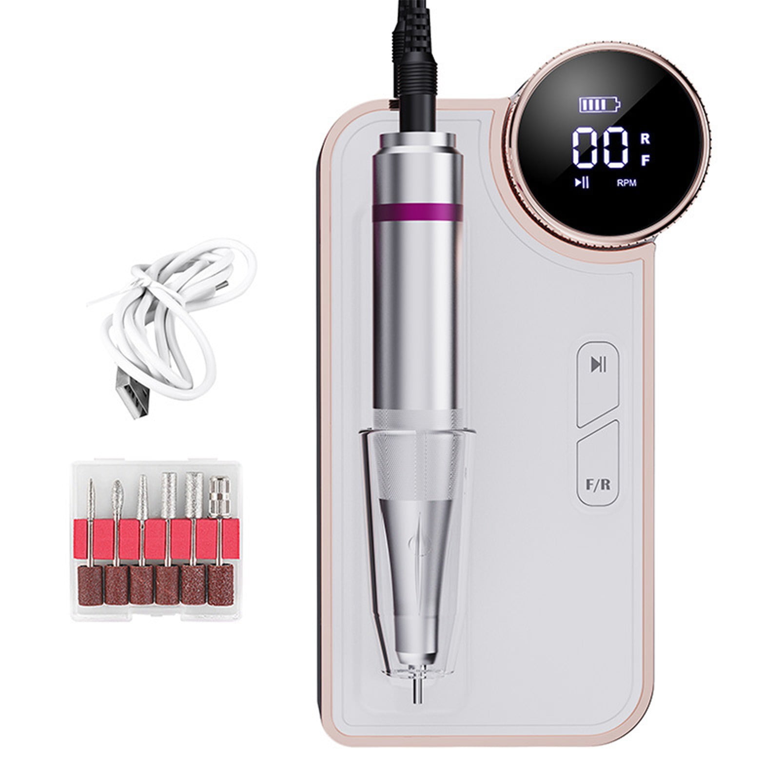 Electric Nail Drill Polisher Rechargeable High Power 35000RPM Portable ...