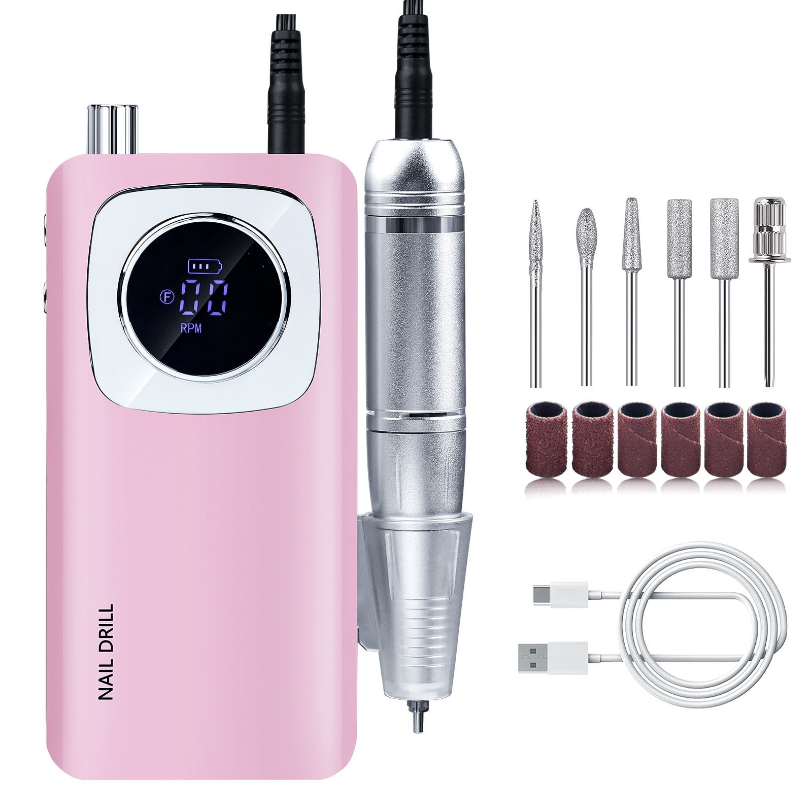 Electric Nail Drill Set 45000RPM Low Noise Nail Drill Machine with Nail ...