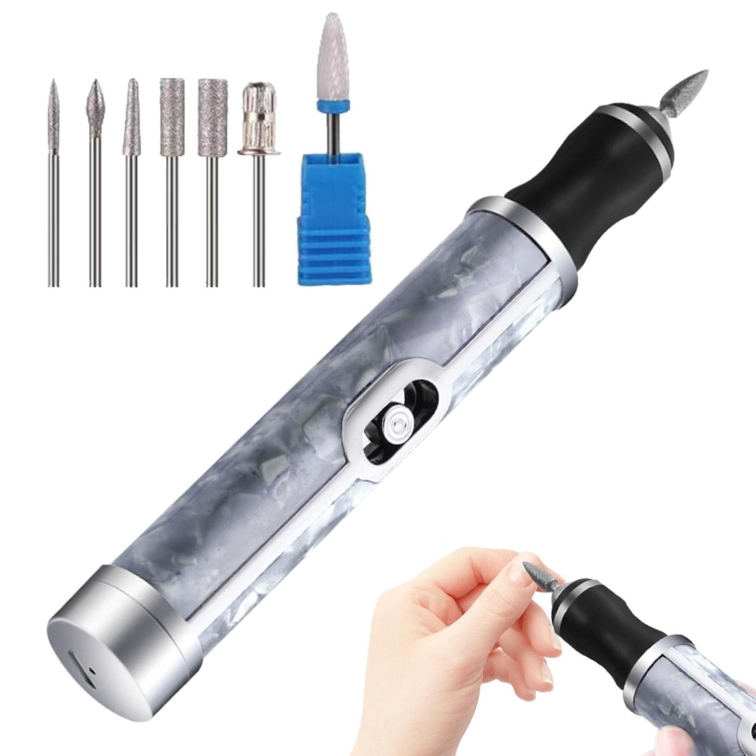 Electric Nail File - 4 Speed Cordless Acrylic Nail Tool Kit for Thick ...