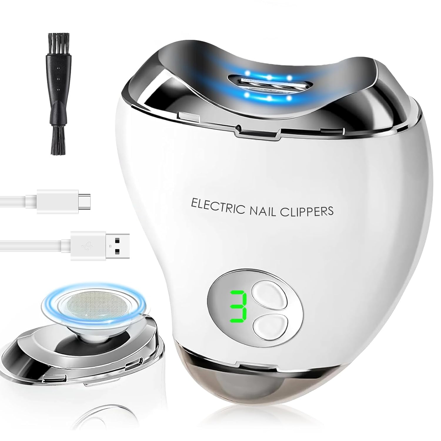 Electric Nail Trimmer, Electric Nail Clipper with Led Light, Automatic ...