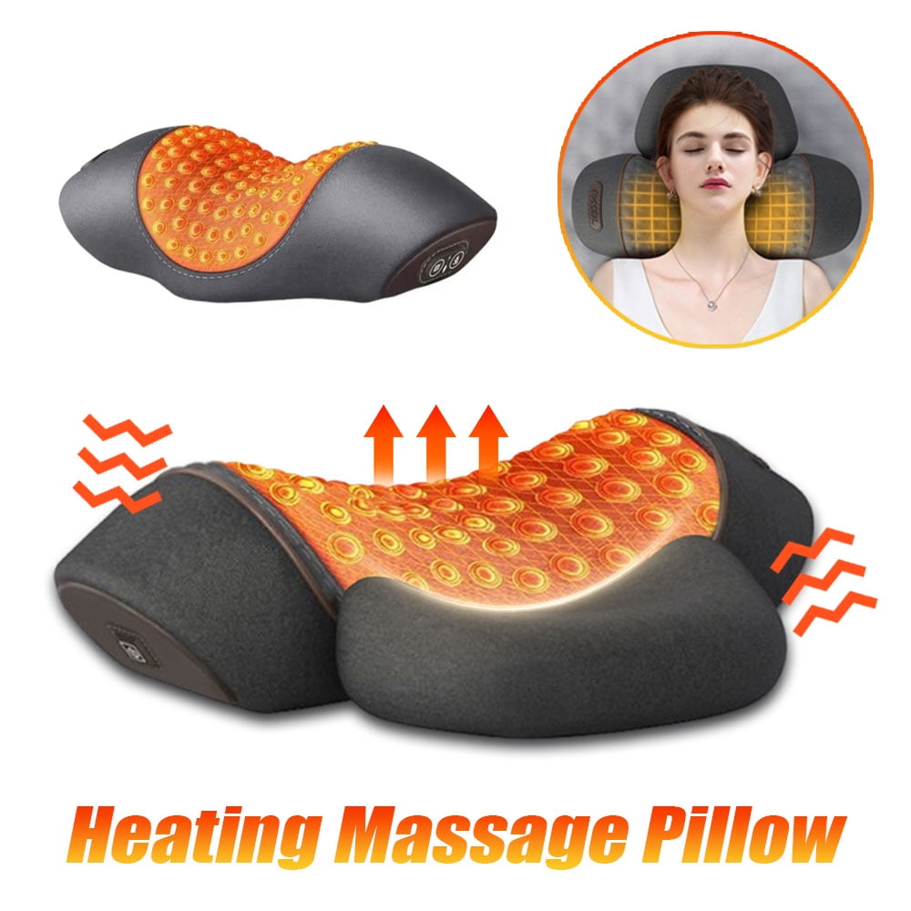Electric Neck Massage Pillow Heating Vibration Neck Massager Back ...