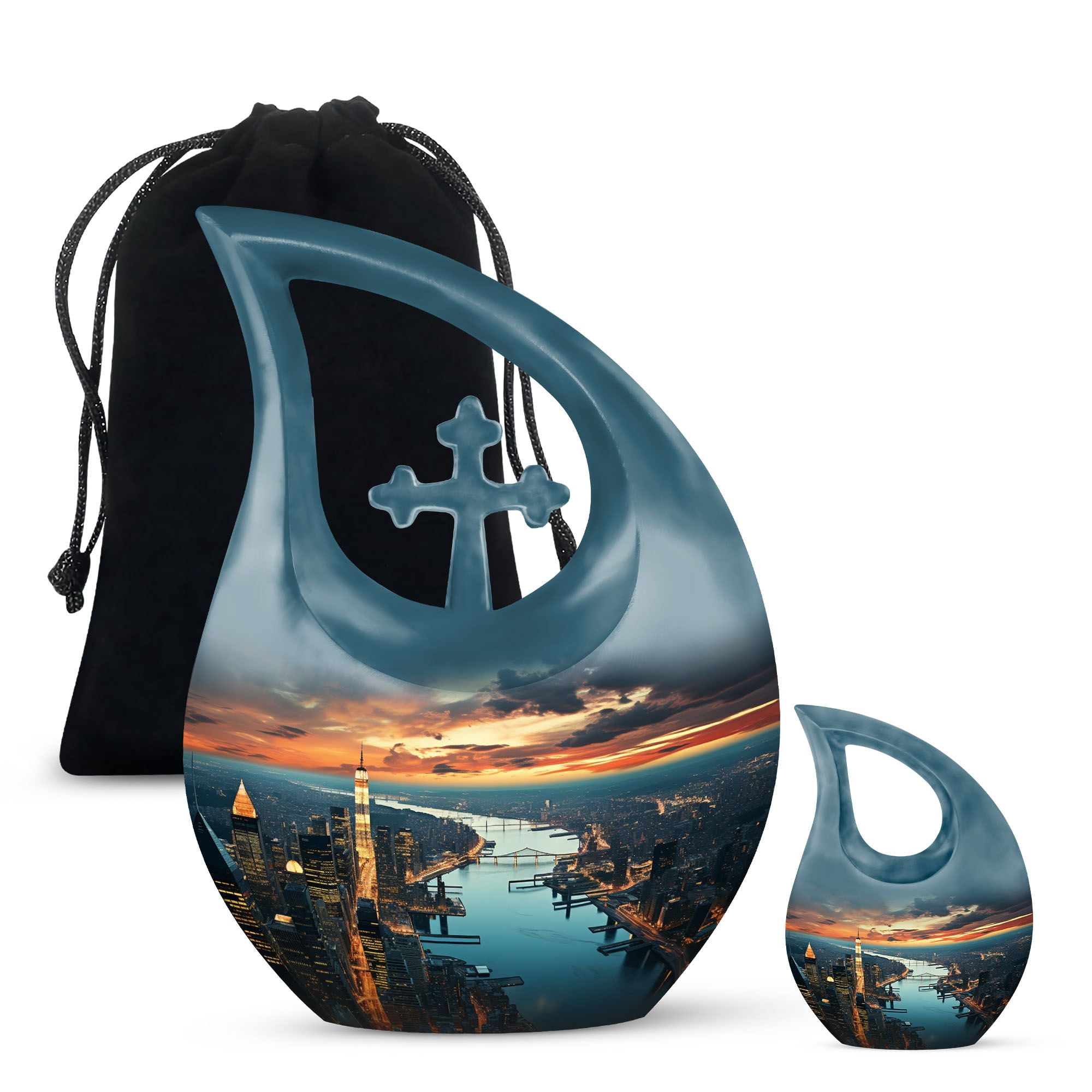 Electric New York Skyline Dusk Urn - Human Remains Urn Adult - Urn For ...
