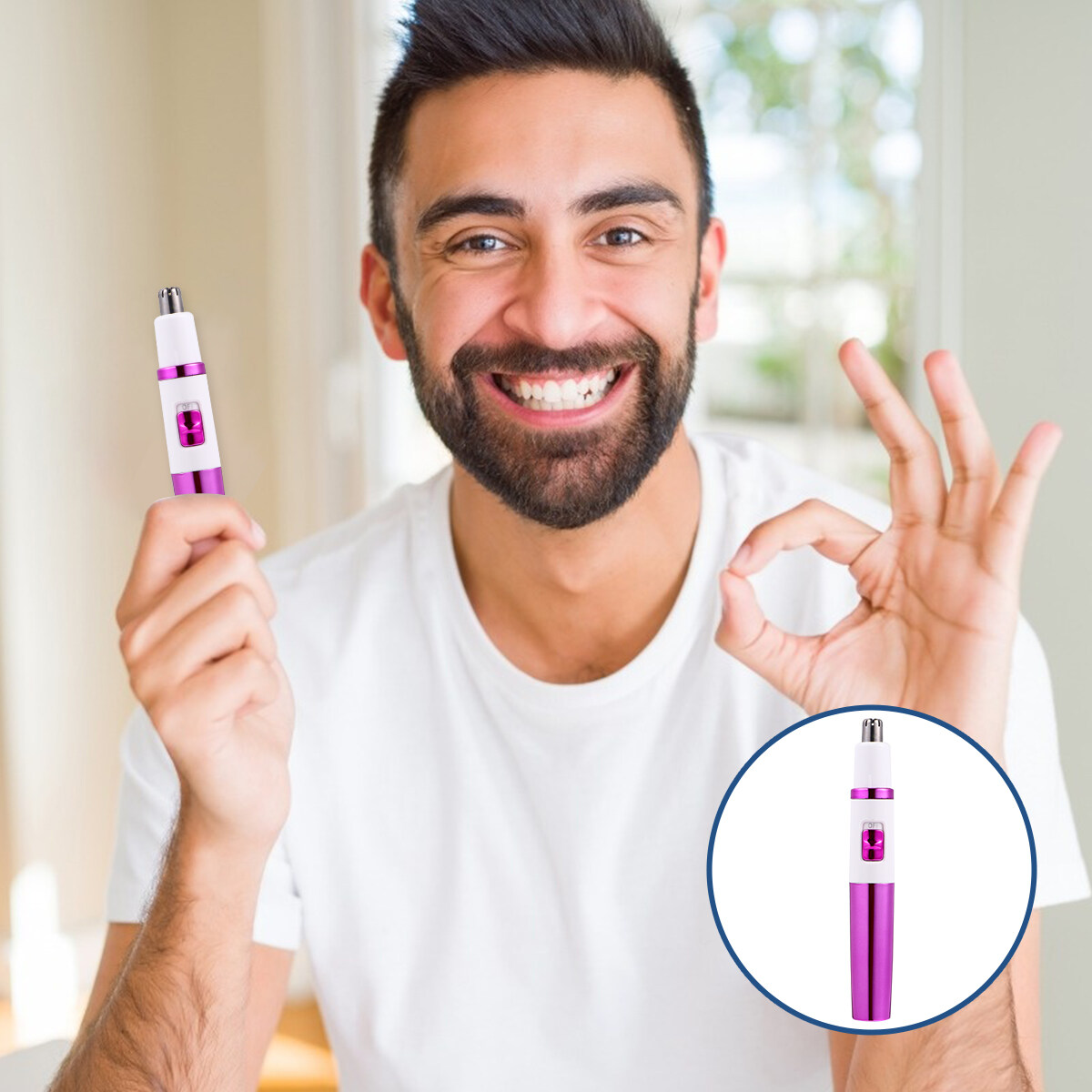 1pc Nose Hair Trimmer Shaver Battery Operated Facial Hair Remover ...