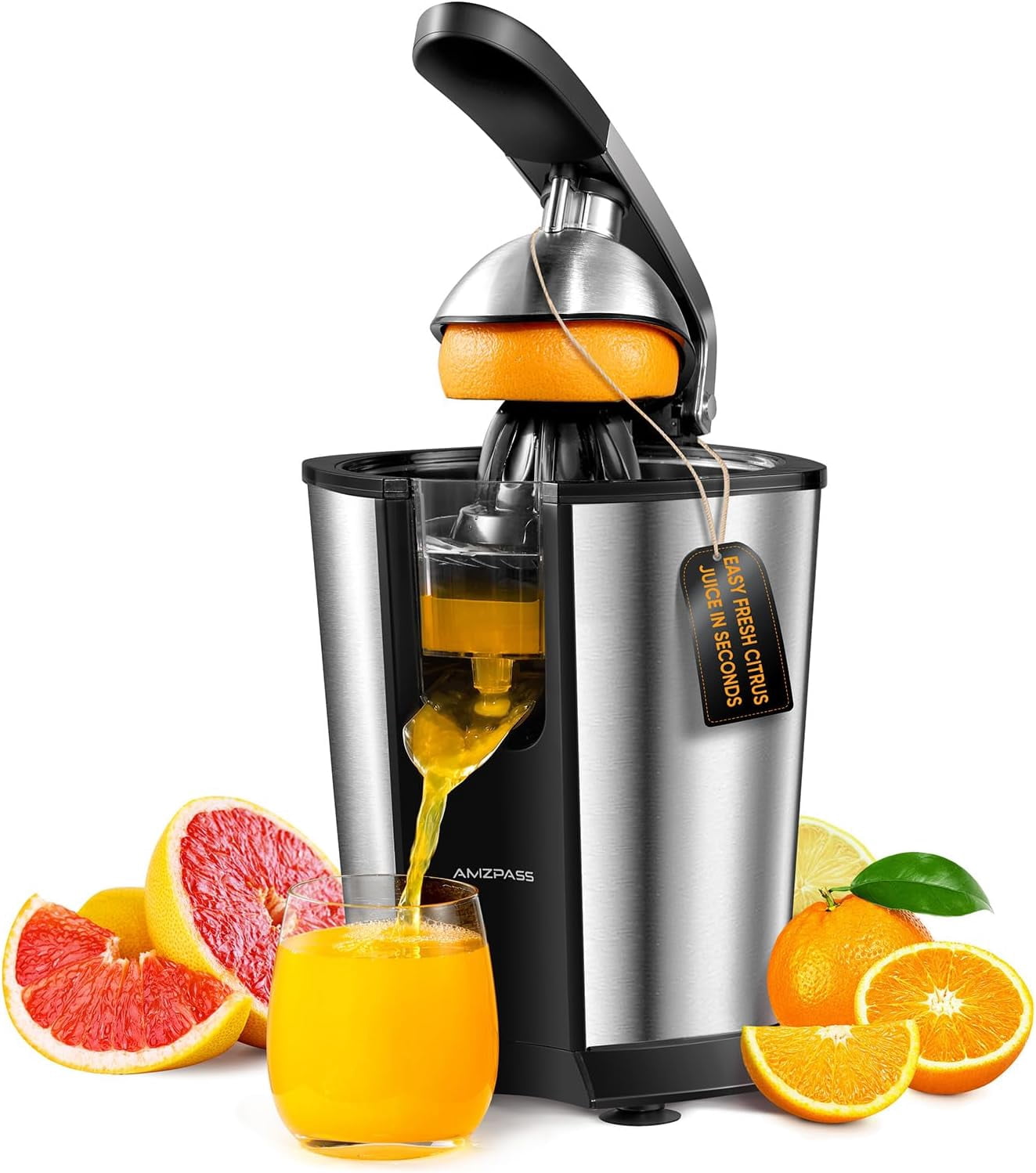 Electric Orange Juicer, Citrus Juicer Squeezer with 2 Cones and Soft ...