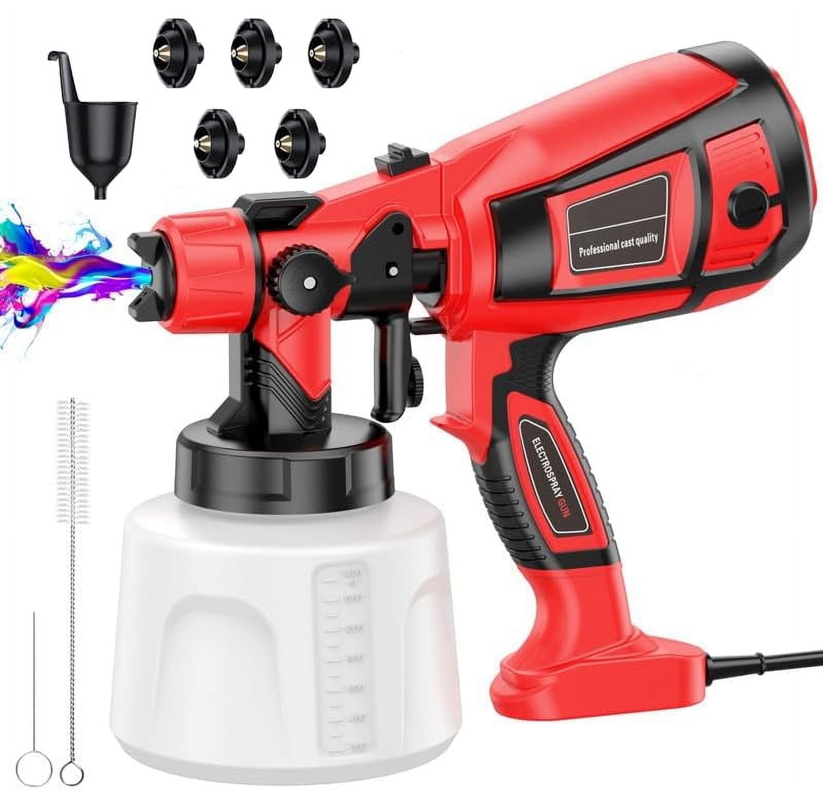 850W Electric Power Paint Sprayer, 1400ml Tank, 5 Nozzles, Adjustable ...