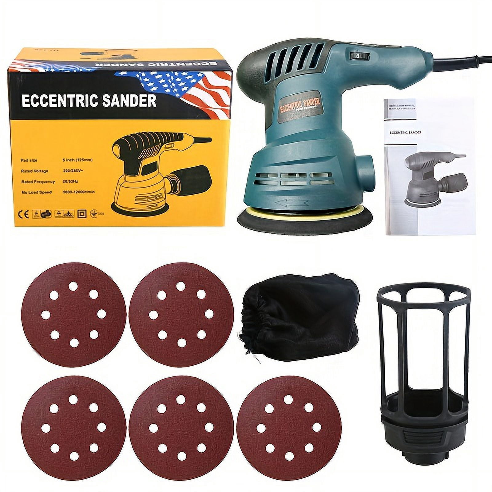 Electric Palm Sander for Superior Wood Finishes: 6-Speed, Plug-In Power ...